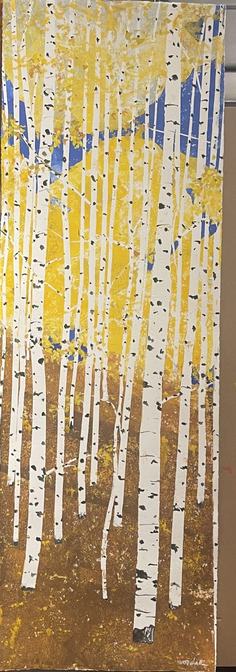 "Aspen Forest" Monotype 48"x16" - Woodall Fine Art